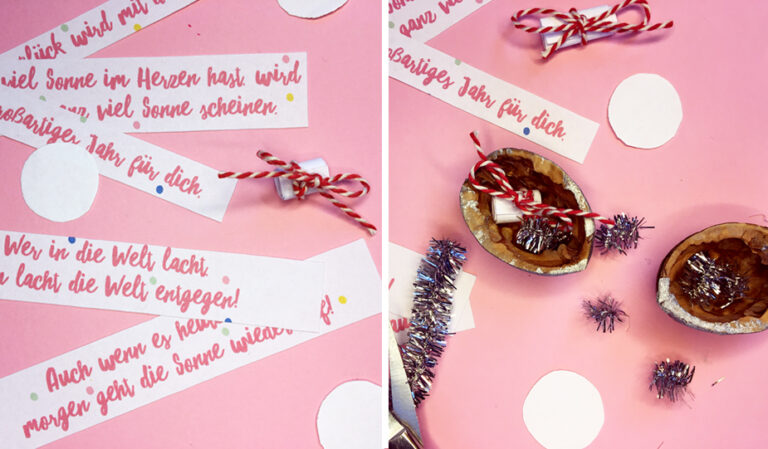 Silvester Glücks-Nuss - Papapier - Neujahrs-Bastelei - Ganz viel Glück